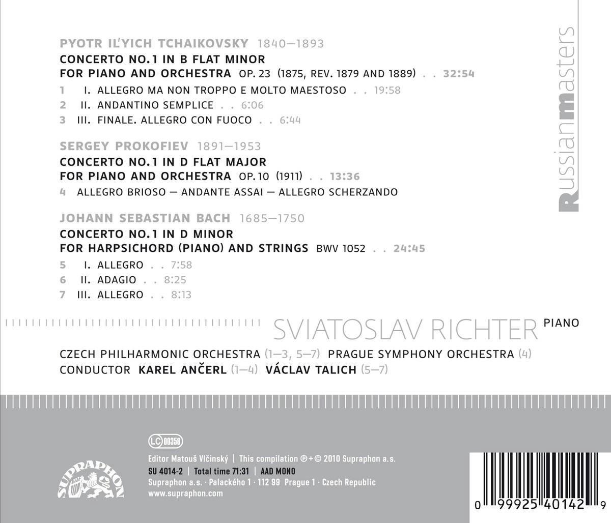 Sviatoslav Richter - Tchaikovsky, Prokofiev & Bach: Piano Concertos (CD), Sviatoslav... | bol