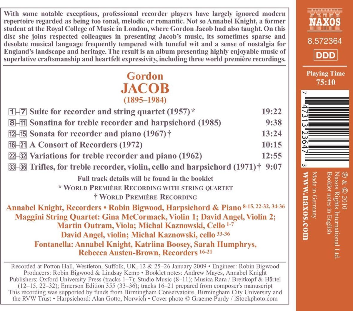 Annabel Knight, Robin Bigwood, Maggini String Quartet - Jacob: Chamber ...