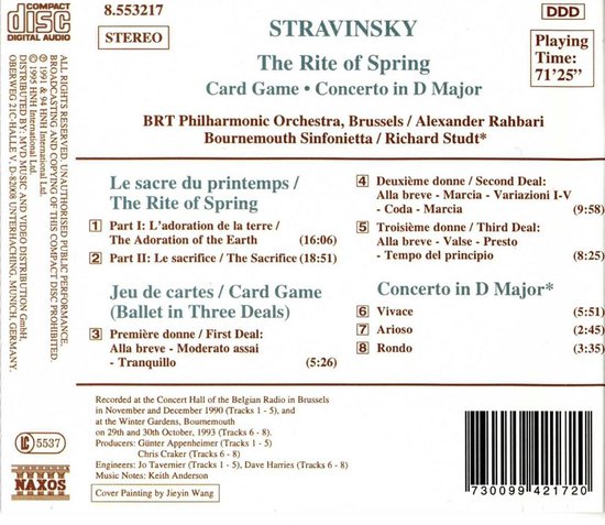 BRT Philharmonic Orchestra Brussels, Alexander Rahbari - Stravinsky ...