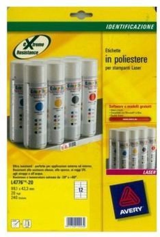 Avery L4776-20 printeretiket | bol