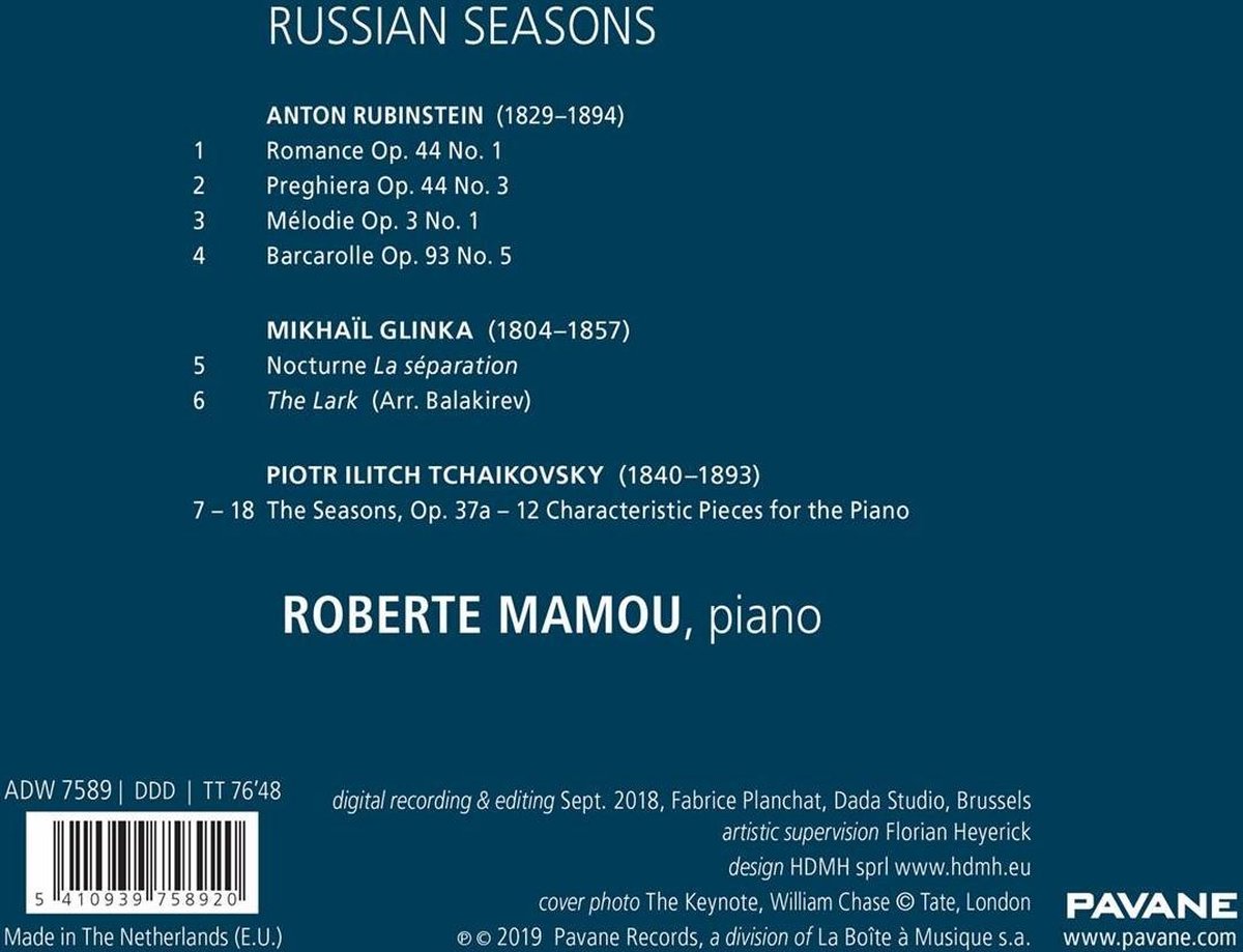 Tchaikovsky. Rubinstein. & Glinka: Russian Seasons, Mamou Roberte | CD ...
