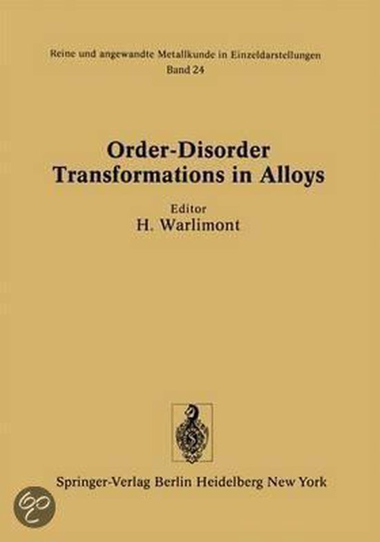 Order-Disorder Transformations in Alloys | 9783540067665 | Boeken | bol