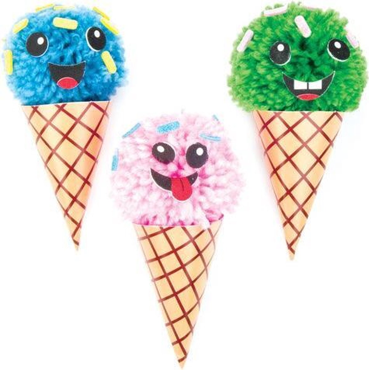 Sets met ijsje met pompon die kinderen kunnen maken, versieren en ...