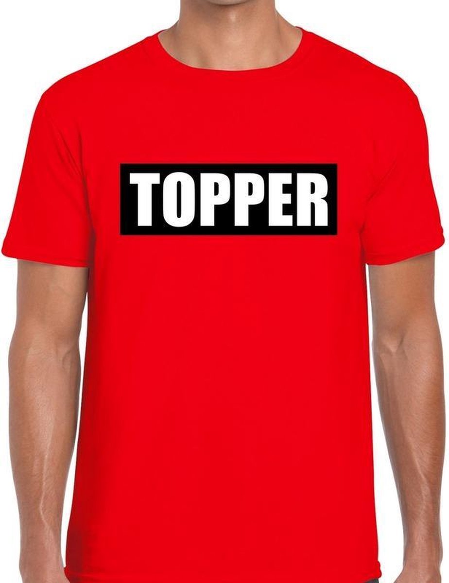 Toppers Topper in kader shirt heren rood / Topper in zwarte balk rood ...