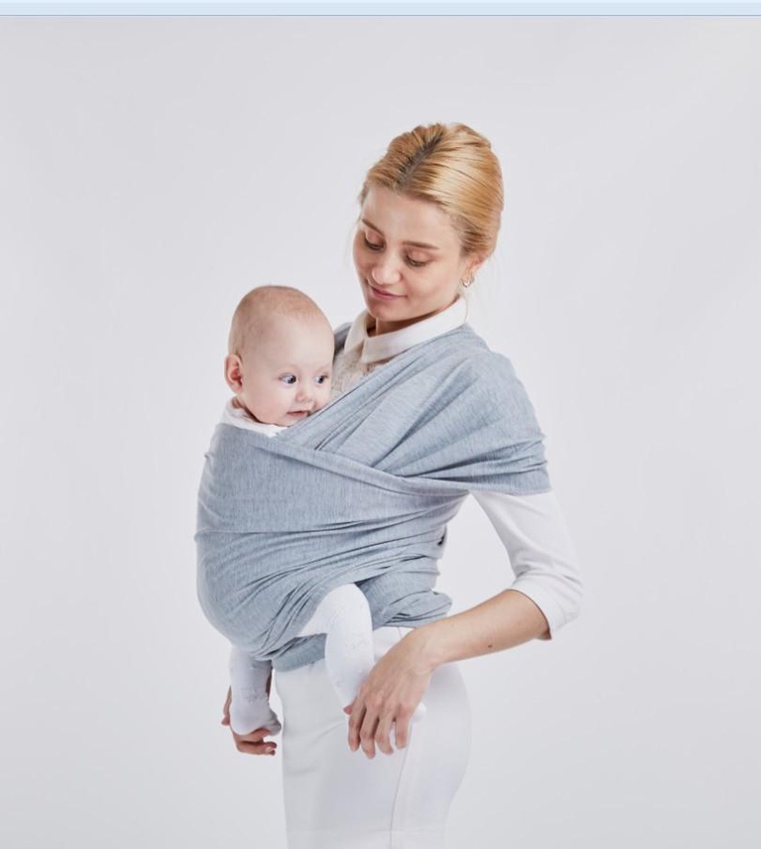 Ergonomische draagdoek lichtgrijs - "Baby mother loves you ...