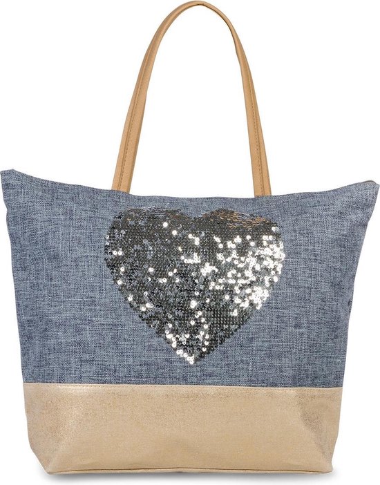 Fabrizio Shopper Star Dames 23 Liter Polyester Jeansblauw | bol.com