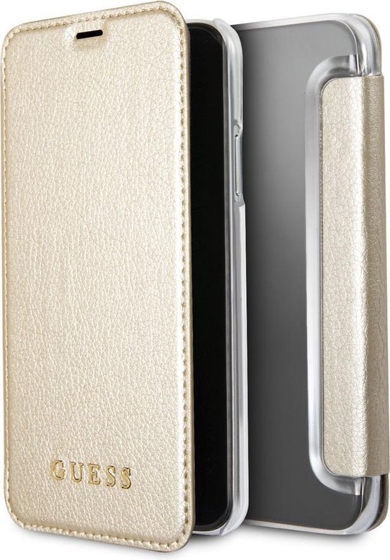 Guess clear booklet case - goud - for Apple iPhone X | bol
