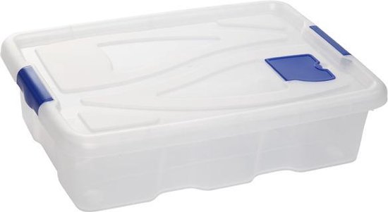 Hega Hogar Opbergbox - met wielen - 28 L - Transparant Blauw | bol.com