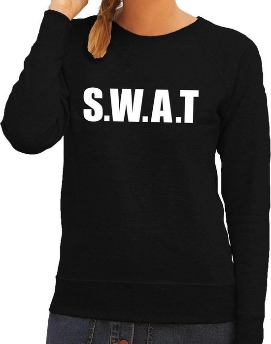 Politie SWAT tekst sweater / trui zwart voor dames - Politie ...