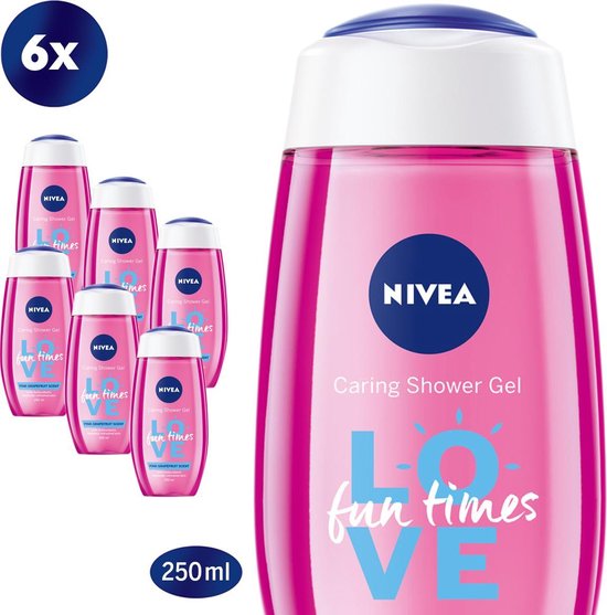 NIVEA SHOWER LOVE Fun Times Douchegel 6 x 250ml - Voordeelverpakking ...
