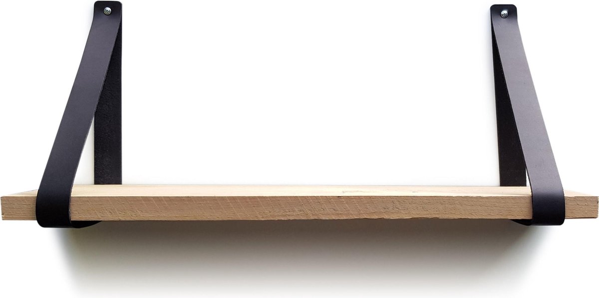 Leren plankdragers - Zwart - 4 stuks - Echt leer - Zwarte ...