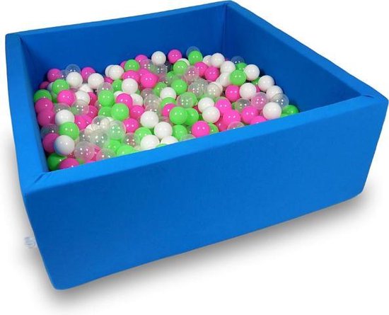 Ballenbak vierkant blauw - 600 ballen - 110 x 110 cm - ballenbad ...