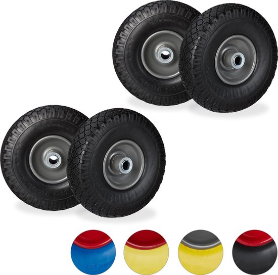 4x steekwagenwiel set - rubberband - bolderkar - 100 kg - stalen velg | bol