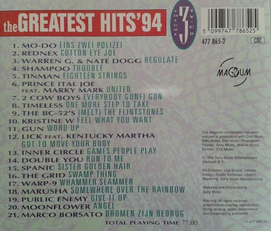 the Greatest Hits '94 vol. 3, various artists | Muziek | bol