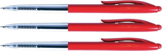 Balpen - Quantore - Rood - Met drukknop - 50 stuks | bol.com