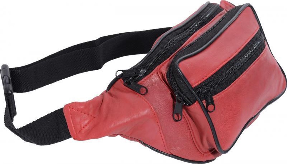 Rojafit Heuptas-Groot-4 vakken-Rood-Nappa Leer-Afmeting ca. 34 x 8 x 15 ...