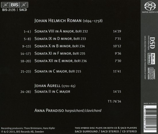 Anna Paradiso - The 12 Keyboard Sonatas Nos 8-12 (Super Audio CD), Anna ...