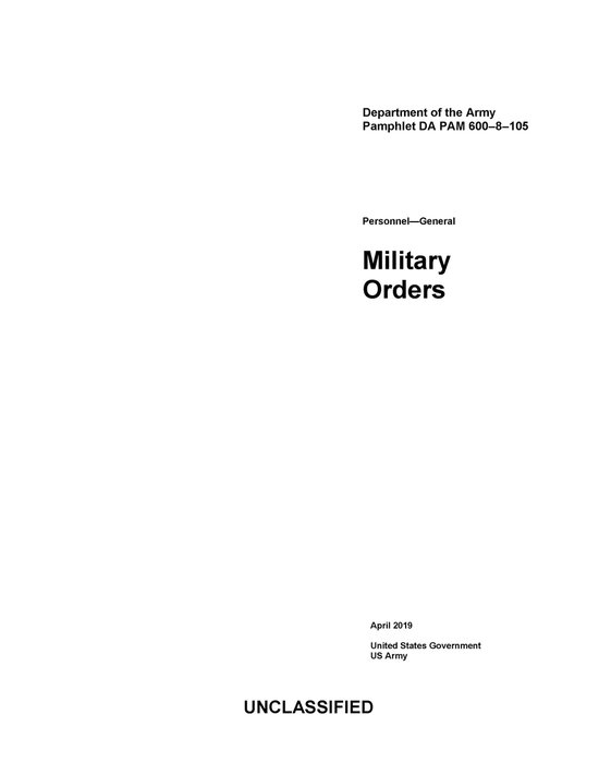 Department of the Army Pamphlet DA PAM 600-8-105 Personnel – General ...