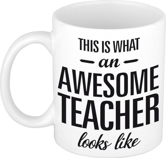 This is what an awesome teacher looks like tekst cadeau mok / beker ...
