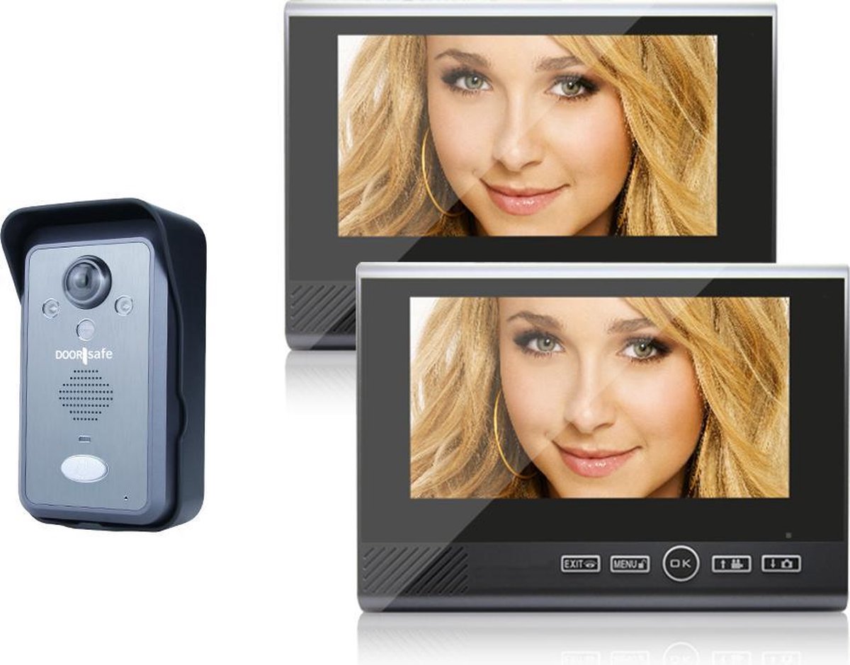 Camera deurbel met intercom, draadloos, bewegingsmelder, 1 x deurbel, 2 ...