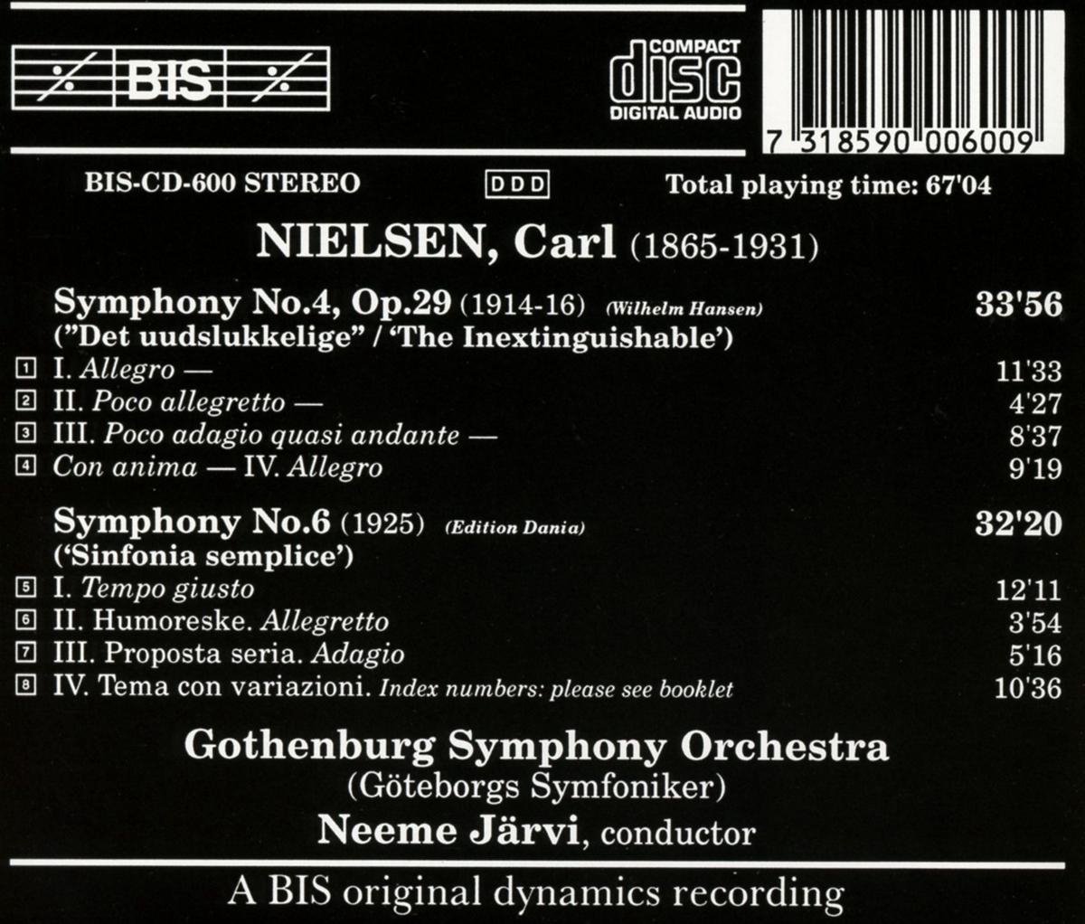Gothenburg Symphony Orchestra - Nielsen: Symphony No.4, The Inextinguishab (CD), Neeme... | bol.com