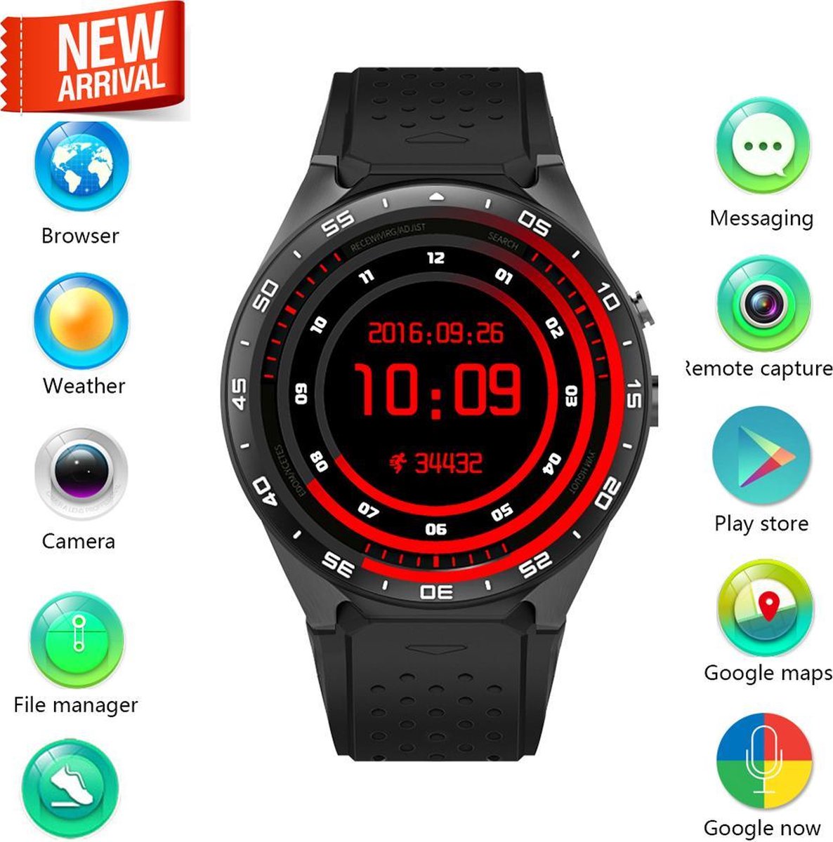 Smartwatch met Android Wear 5.1 - Bluetooth - 3G WIFI - Sim kaart - GPS ...