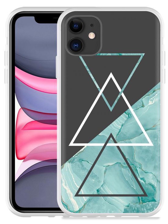 Cazy Hoesje geschikt voor iPhone 11 - Turquoise Marble Art | bol