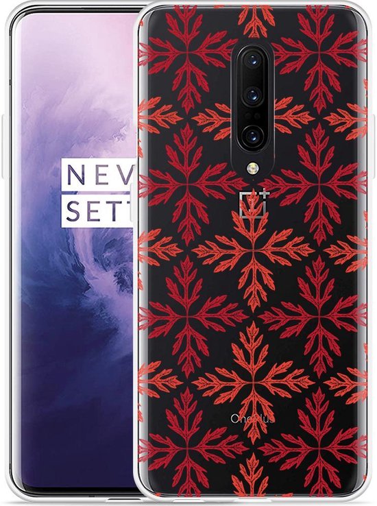 OnePlus 7 Pro Hoesje Red Leaves Pattern - Designed by Cazy | bol.com