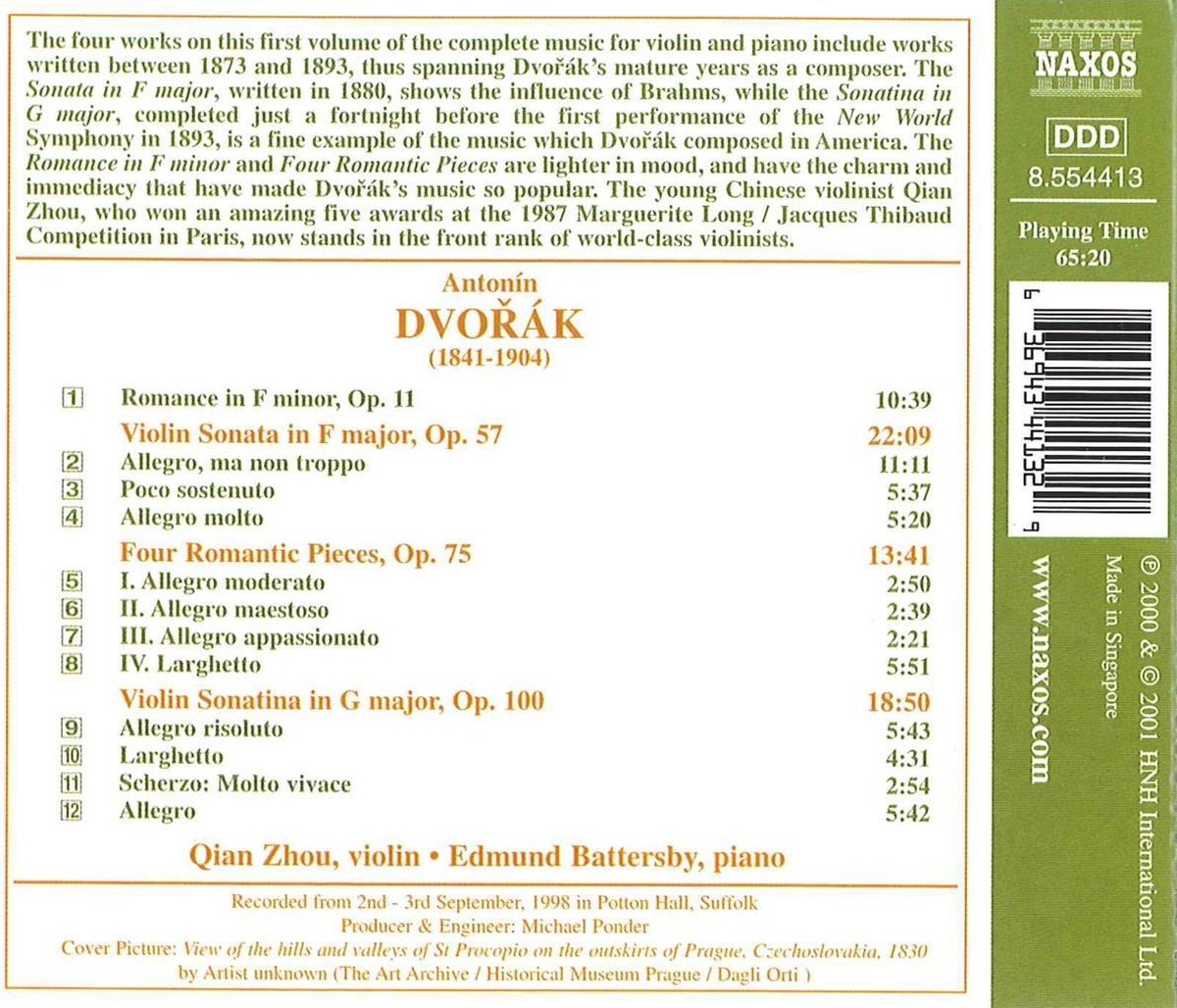 Zhou Qian & Edmund Battersby - Dvorák: Violin Sonata Op.57/Violin ...