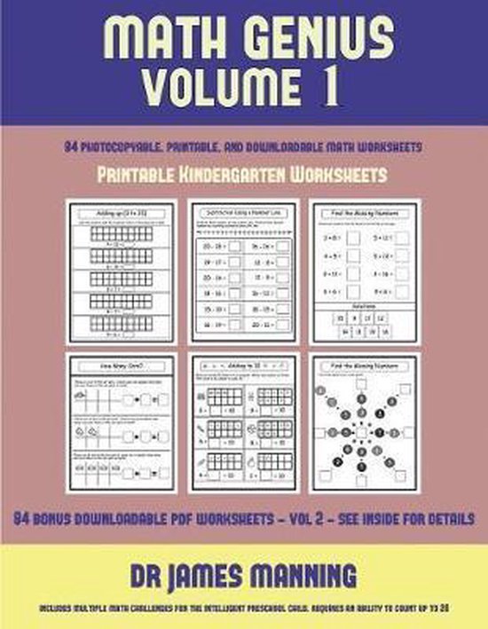 Printable Kindergarten Worksheets (Math Genius Vol 1): This book is ...