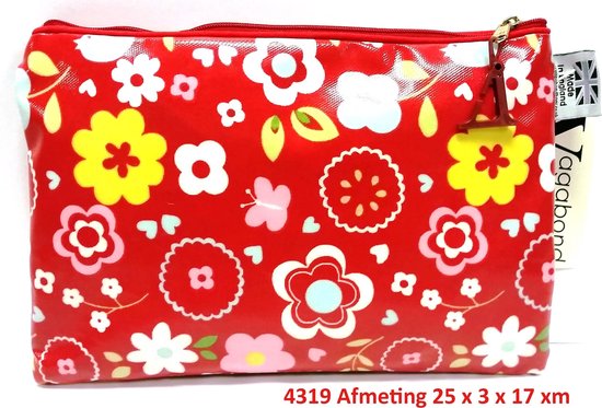 Vagabond-Toilettas- Clutch "Scandi Red" 4319-afmeting 27 x 3 x 17 cm. | bol
