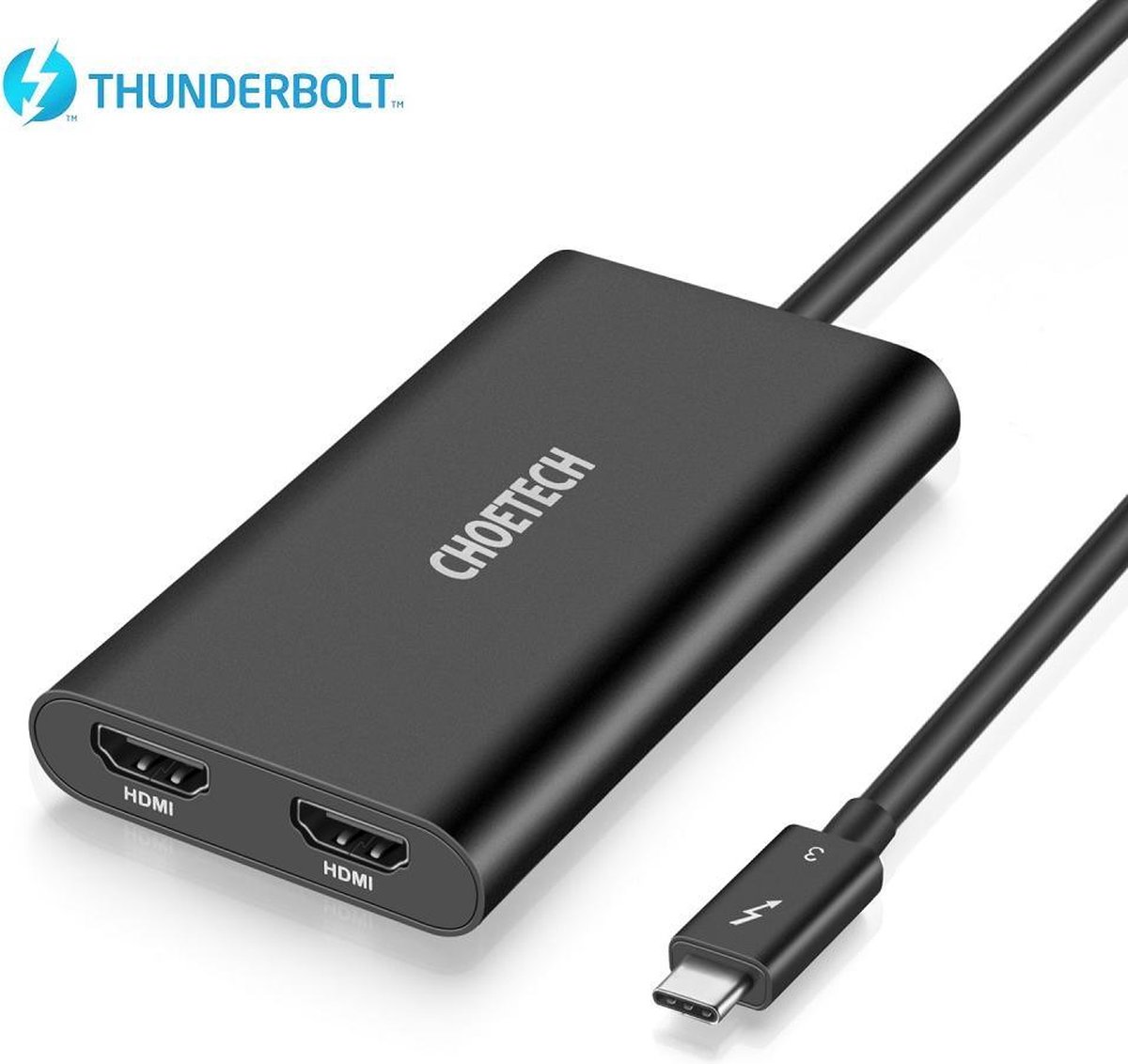 Choetech USB-C naar 2x 4K HDMI 2.0 adapter Thunderbolt™ 3 - 25cm ...