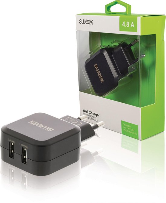 Sweex dubbele USB lader - 4,8A / zwart | bol.com