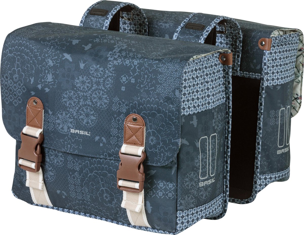Basil Bohème Dubbele Fietstas - Blauw - 35 Liter | bol