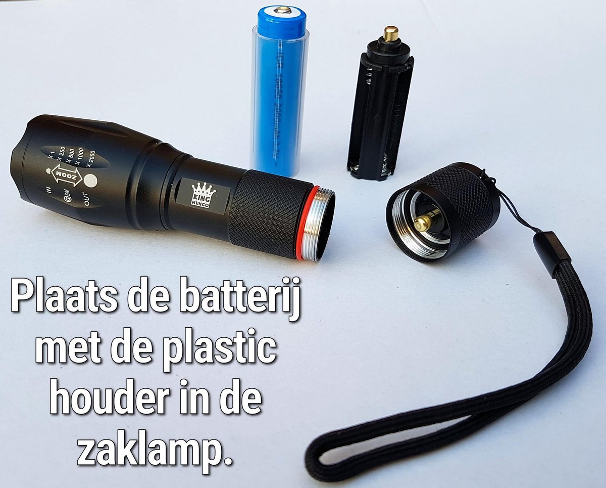 Zaklamp Led Oplaadbaar 2000 mAh complete set incl Oplaadbare batterij Militaire Led... | bol