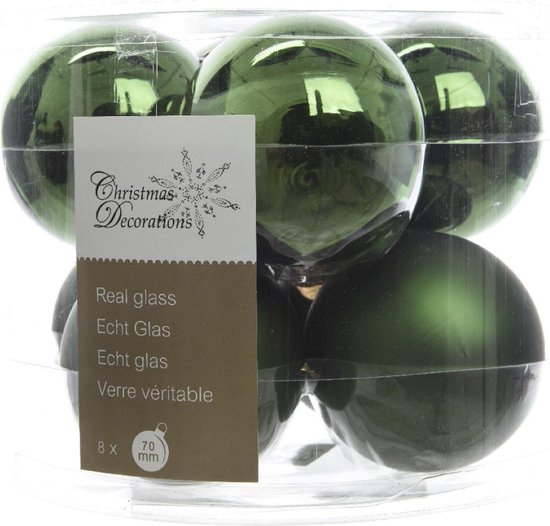 3 stuks Kerstbal glas glans-mat diameter 7cm Dennen groen KSD | bol
