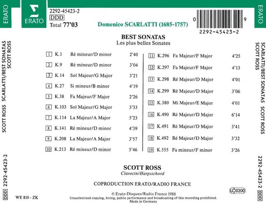 Scarlatti: Best Sonatas / Scott Ross, Ross | CD (album) | Muziek | bol.com