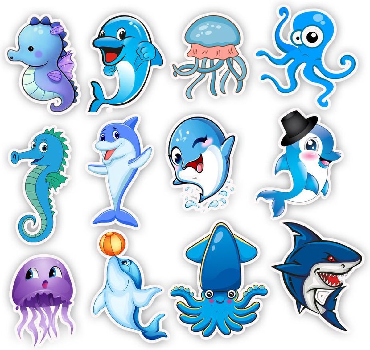 Sticker mix voor kinderen - Zeedieren - blauw - vissen | bol.com