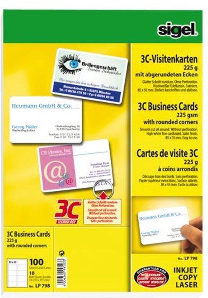 Maak je eigen visitekaartjes + Software - 30 stuks - Sigel 3C | bol