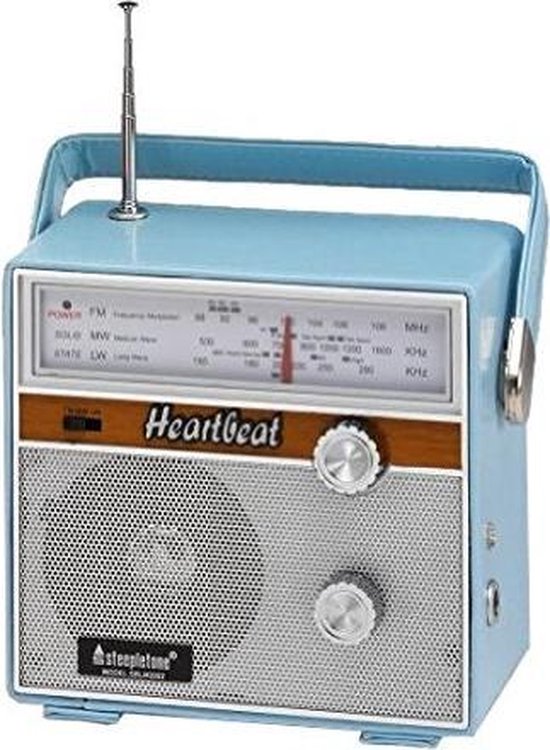 Steepletone Heartbeat Retro Radio Portable FM - Blauw | bol.com