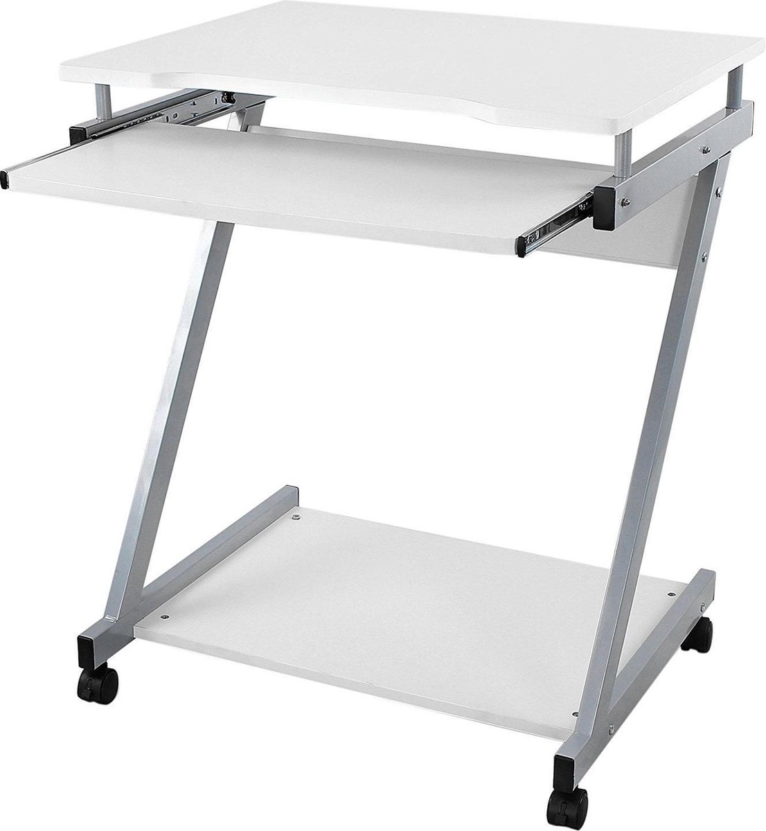 Computertafel Bureau Op Wielen - Spaanplaat/Metaal - Wit | bol.com