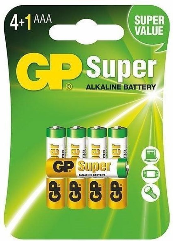 25 Stuks (5 Blisters a 5st) - GP Super Alkaline AAA LR03/1.5V Batterij | bol.com