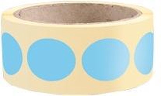 Ronde blauwe markeringsstickers - zelfklevend papier - 500 stuks op rol ...