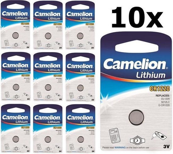 10 Stuks (10 Blister a 10st) Camelion CR1220 3V 40mAh lithium knoopcelbatterij | bol