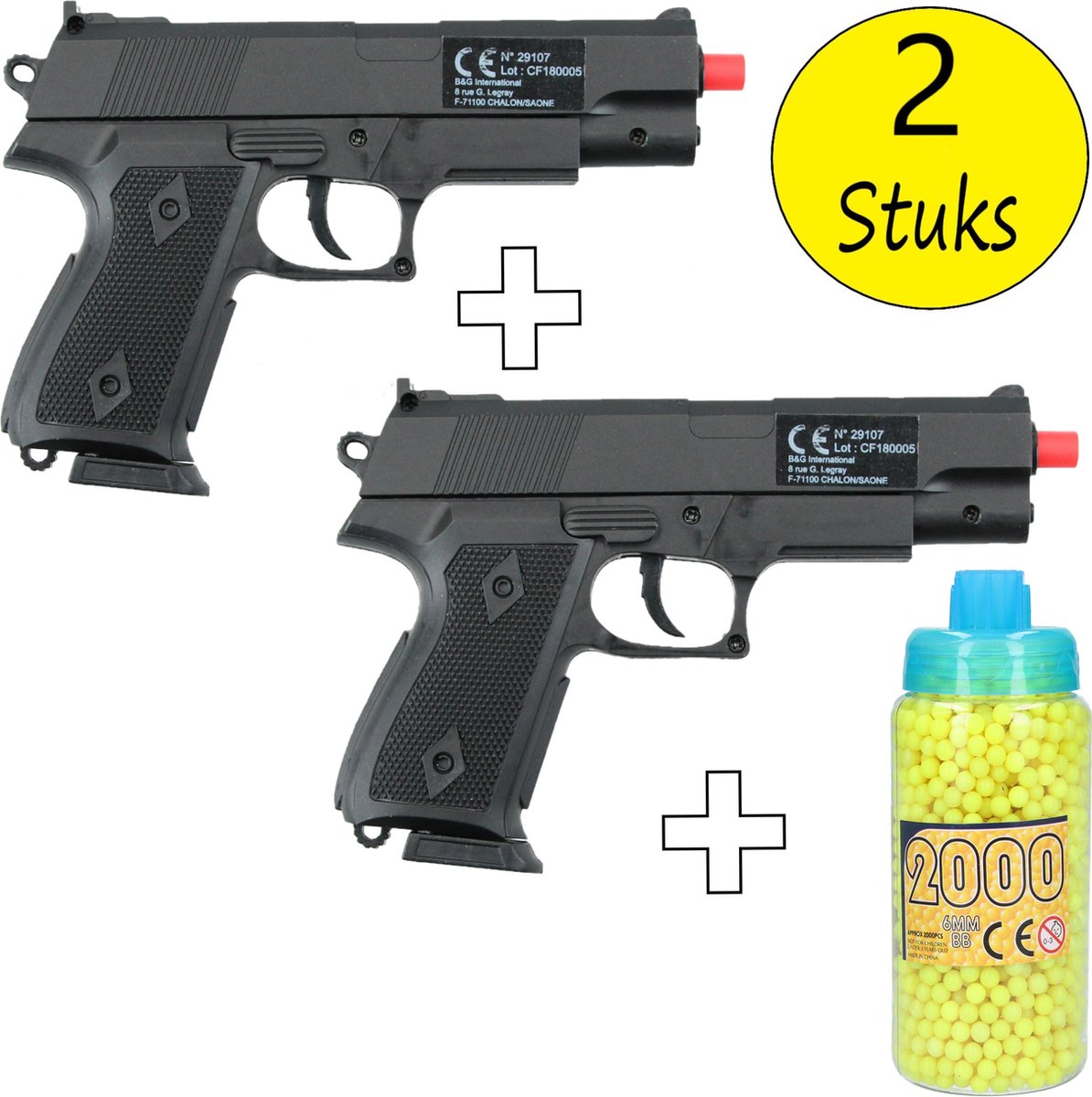 Balletjes Pistool 2 Stuks – Airsoft Gun 16 cm – Inclusief 2000 extra ...