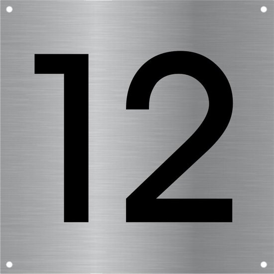 RVS huisnummer 20x20cm nummer 12 | bol