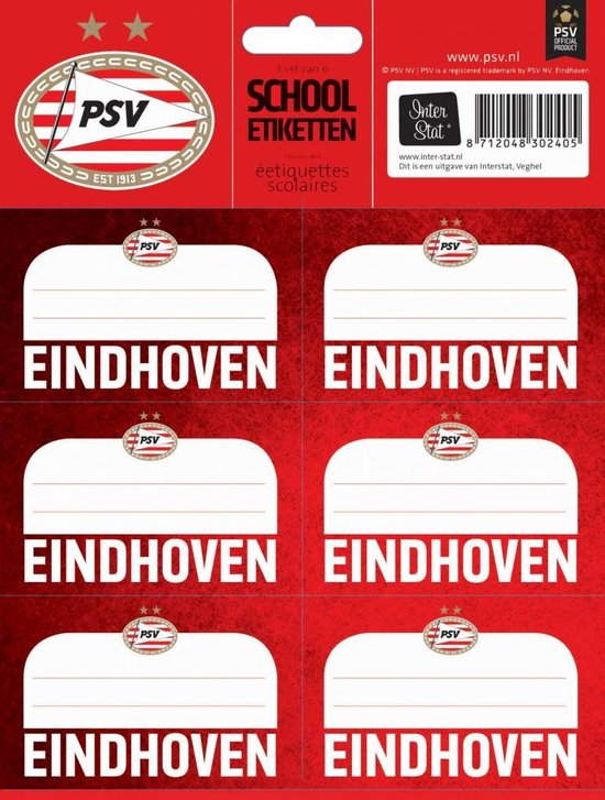 PSV ETIKETTEN - 18 stickers - School - Rood | bol