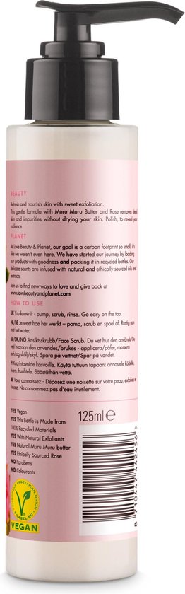 Love Beauty and Planet Gezichtsscrub Muru Muru Butter & Rose - 125 ml | bol