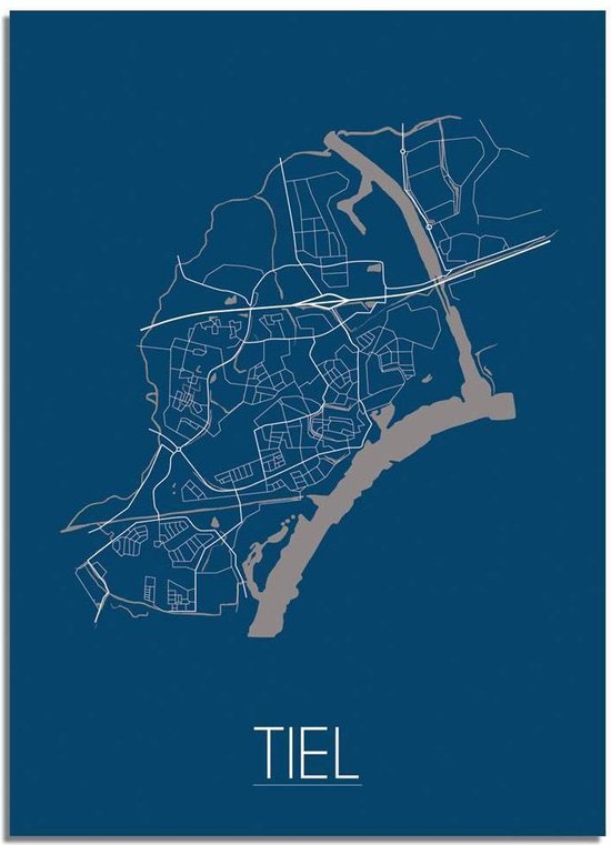 Plattegrond Tiel Stadskaart poster DesignClaud – Blauw – B1 poster | bol