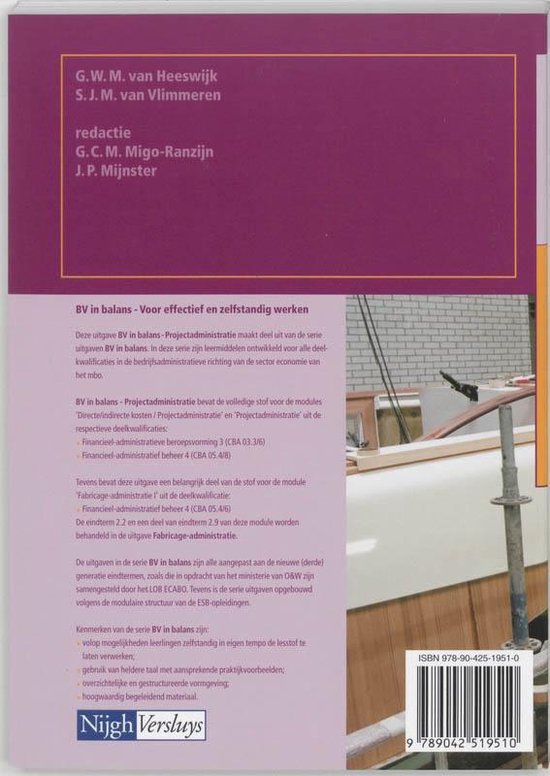 BV in balans Projectadministratie Leerlingenboek, G.W.M. van Heeswijk ...